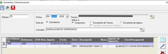 CANCELACIÓN DE COMPROMISO